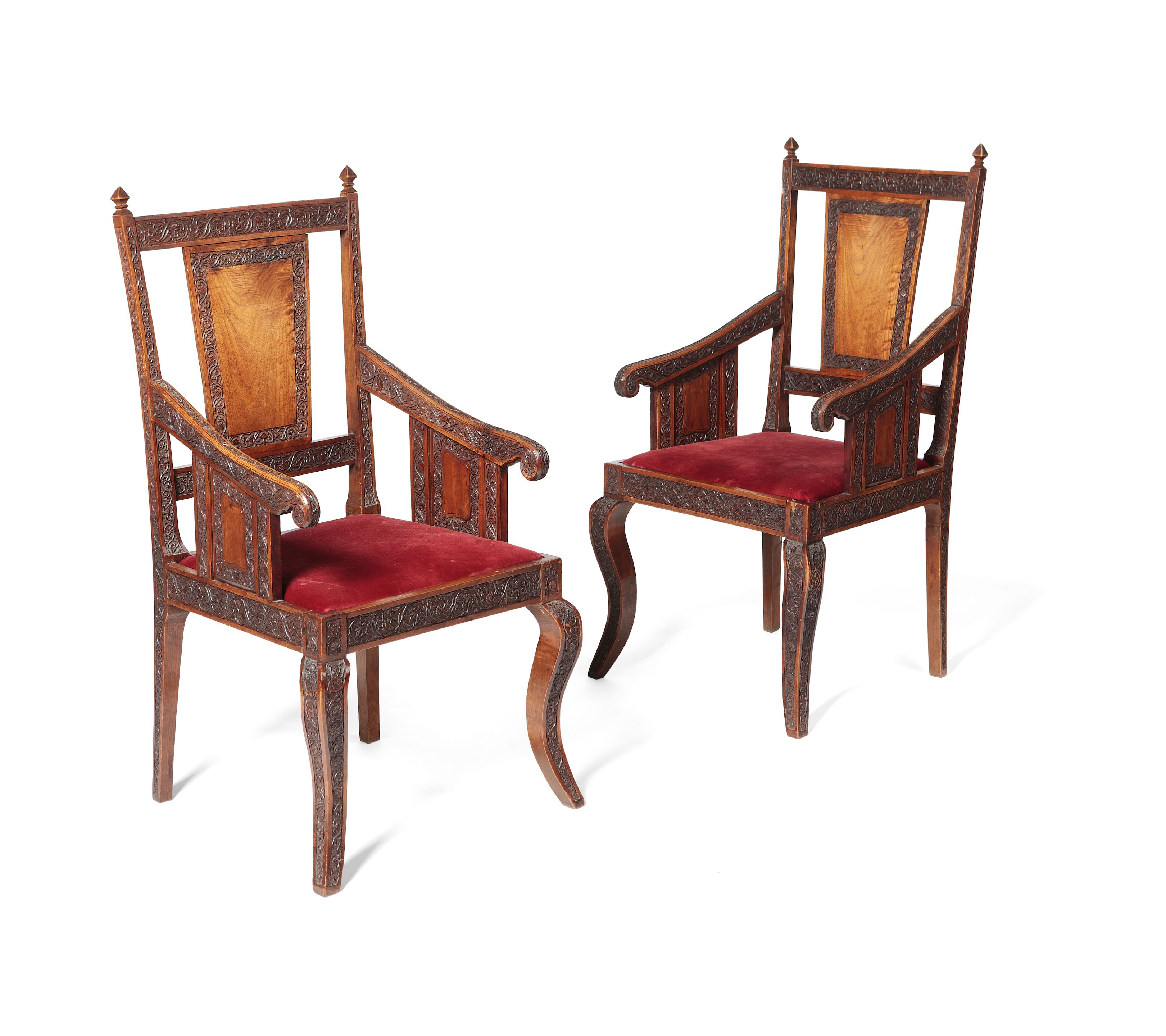 Bonhams : An early 20th century Burmese carved walnut dining room suite