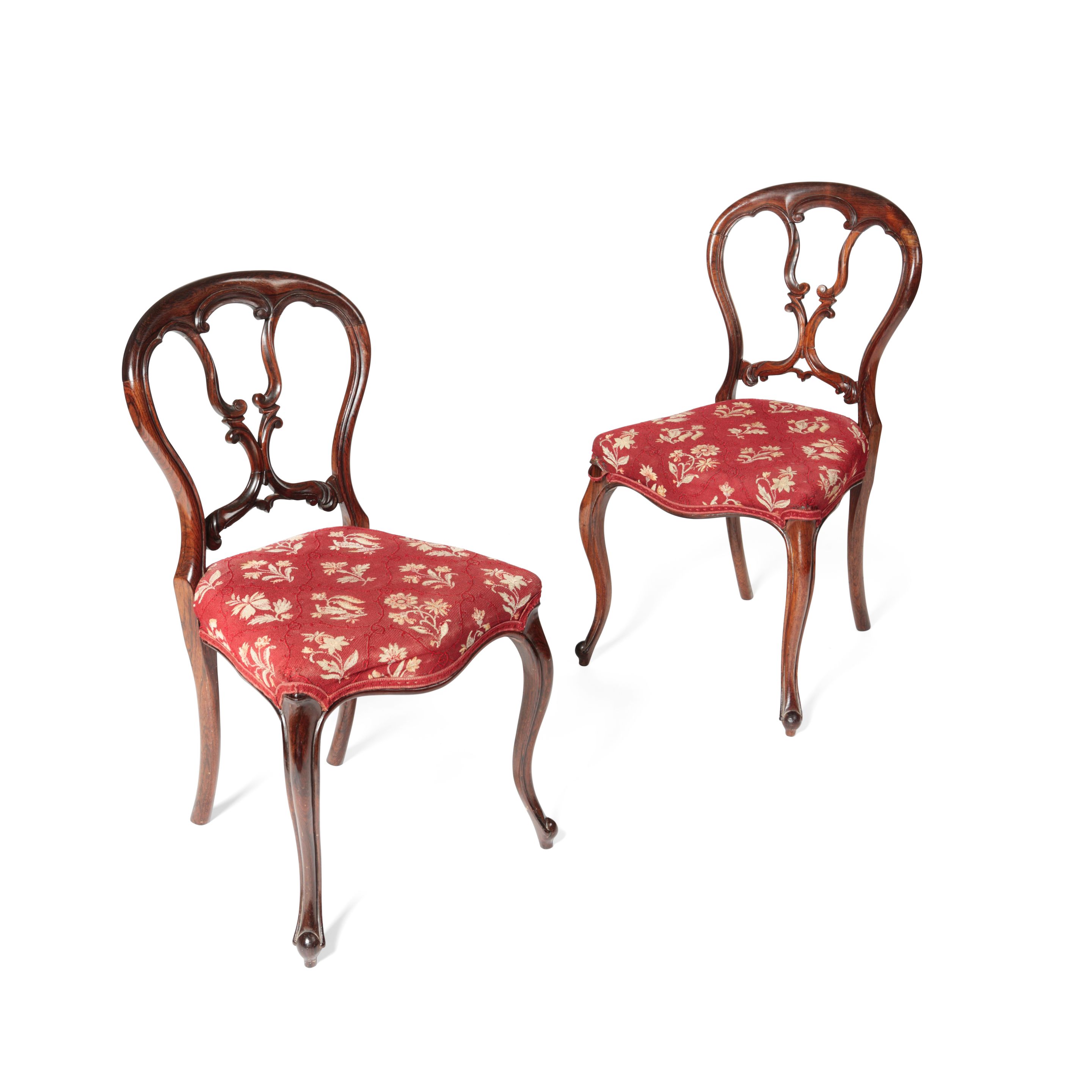 Bonhams : A set of six Victorian rosewood parlour chairs