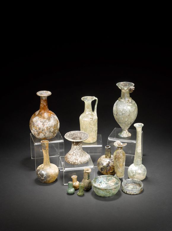 Bonhams : Five Roman glass vessels and a group of nine later glass ...