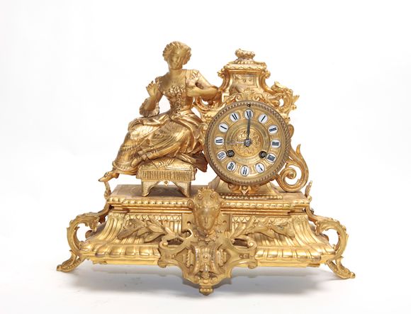 Bonhams : A 19th century gilt metal mantel clock