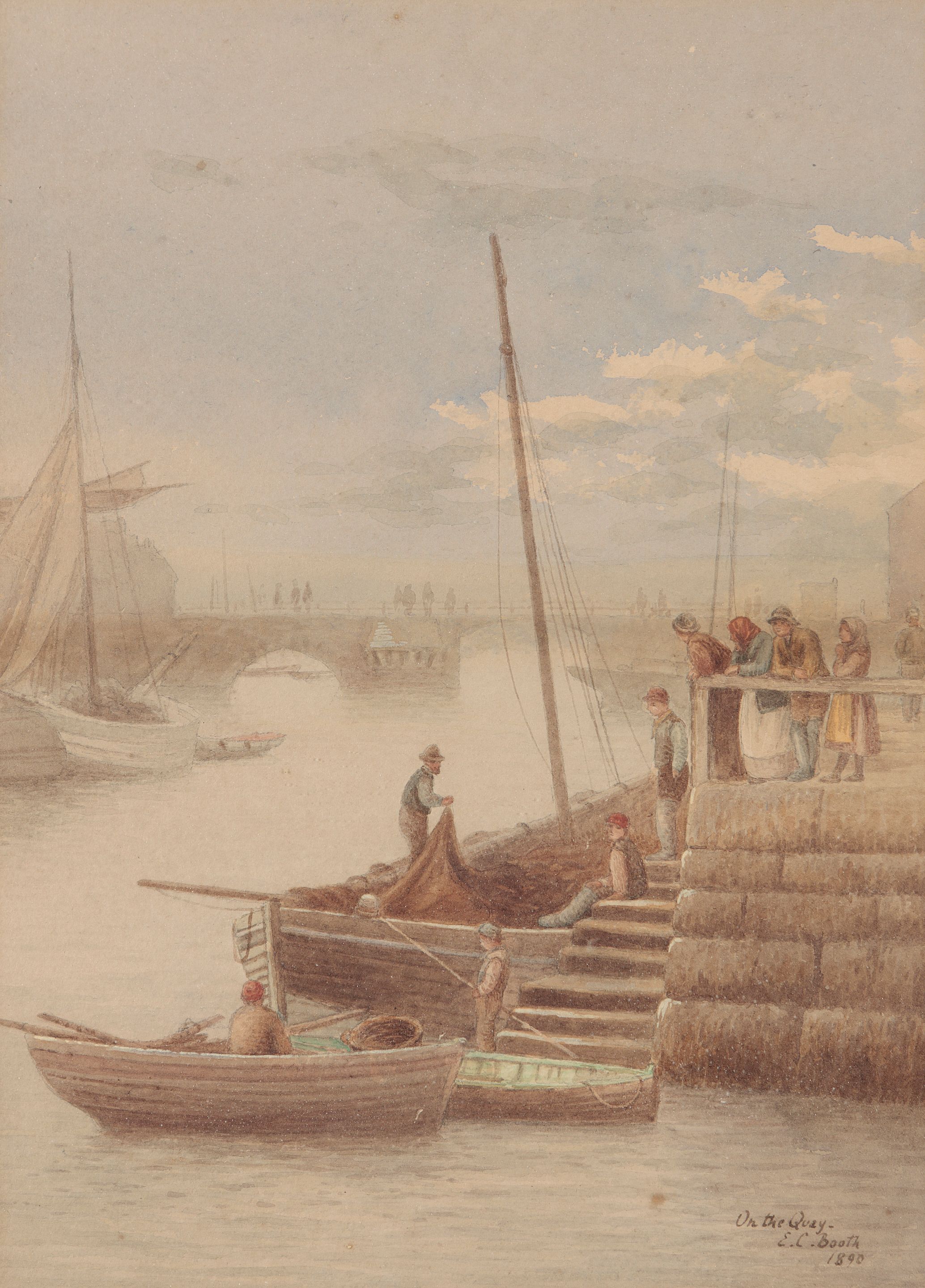 Bonhams : Edward C. Booth (British, 1821-circa 1885) 'On the Quay'