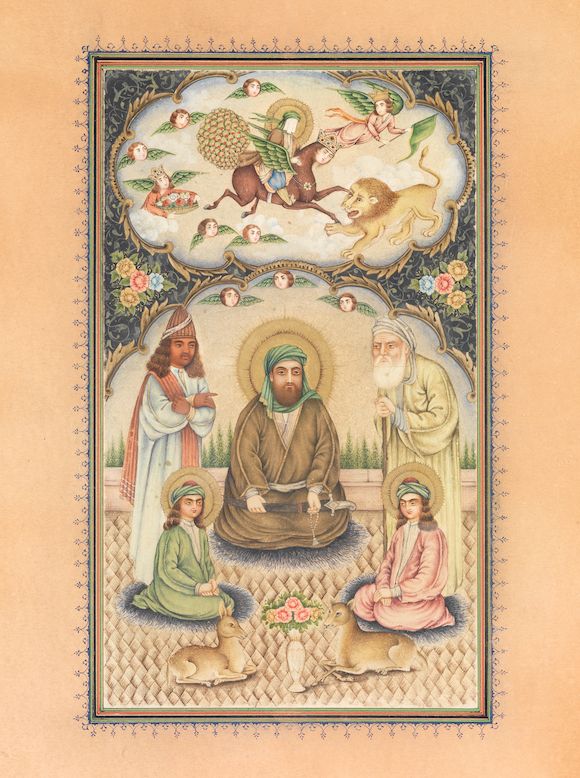Bonhams : The Imam 'Ali flanked by his sons Hasan and Husain, his ...