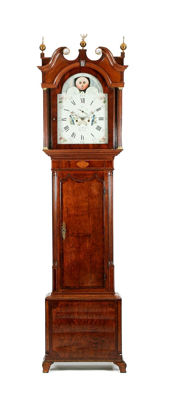 Bonhams : An early 19th Century oak and mahogany-cased 8-day painted ...