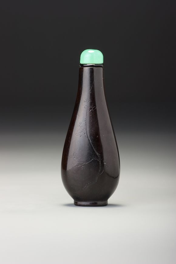 Bonhams : An inscribed brown, black and red lacquer snuff bottle Lu ...