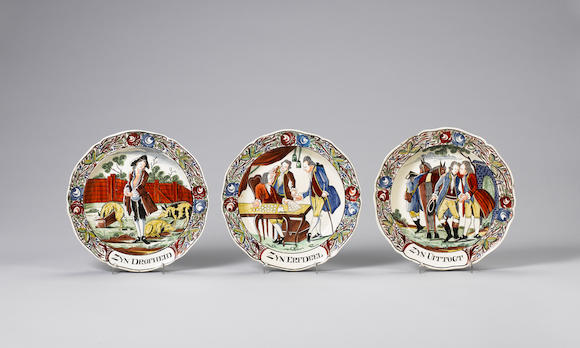 Bonhams A Set Of Six Dutch Decorated English Creamware Prodigal Son