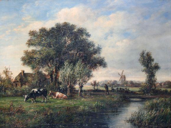 Bonhams : Johannes Matthijs Hoogbruin (Dutch, 1818-1891) River scene ...