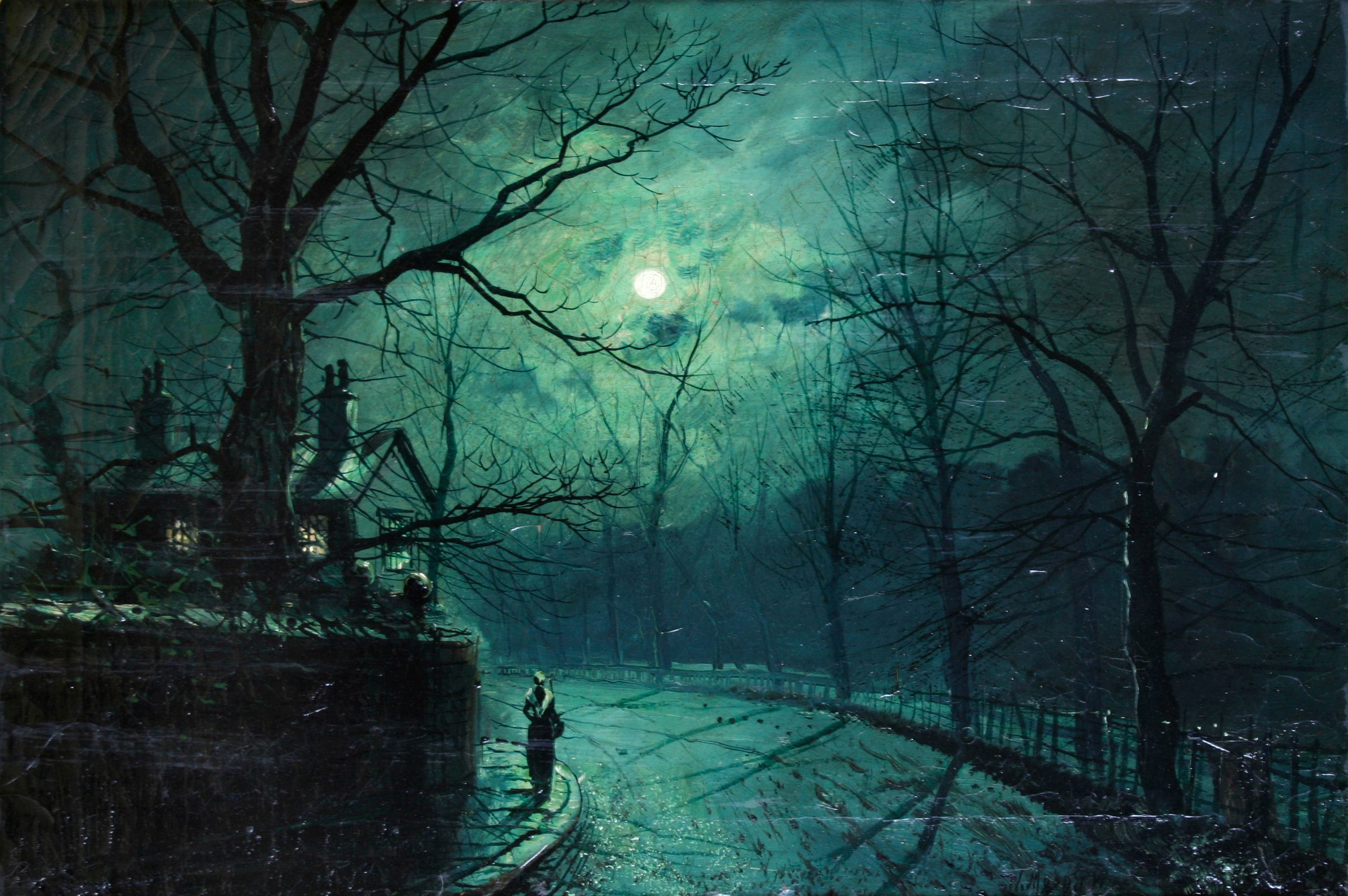 Bonhams : Walter Linsley Meegan (British, 1859-1944) A moonlit street,