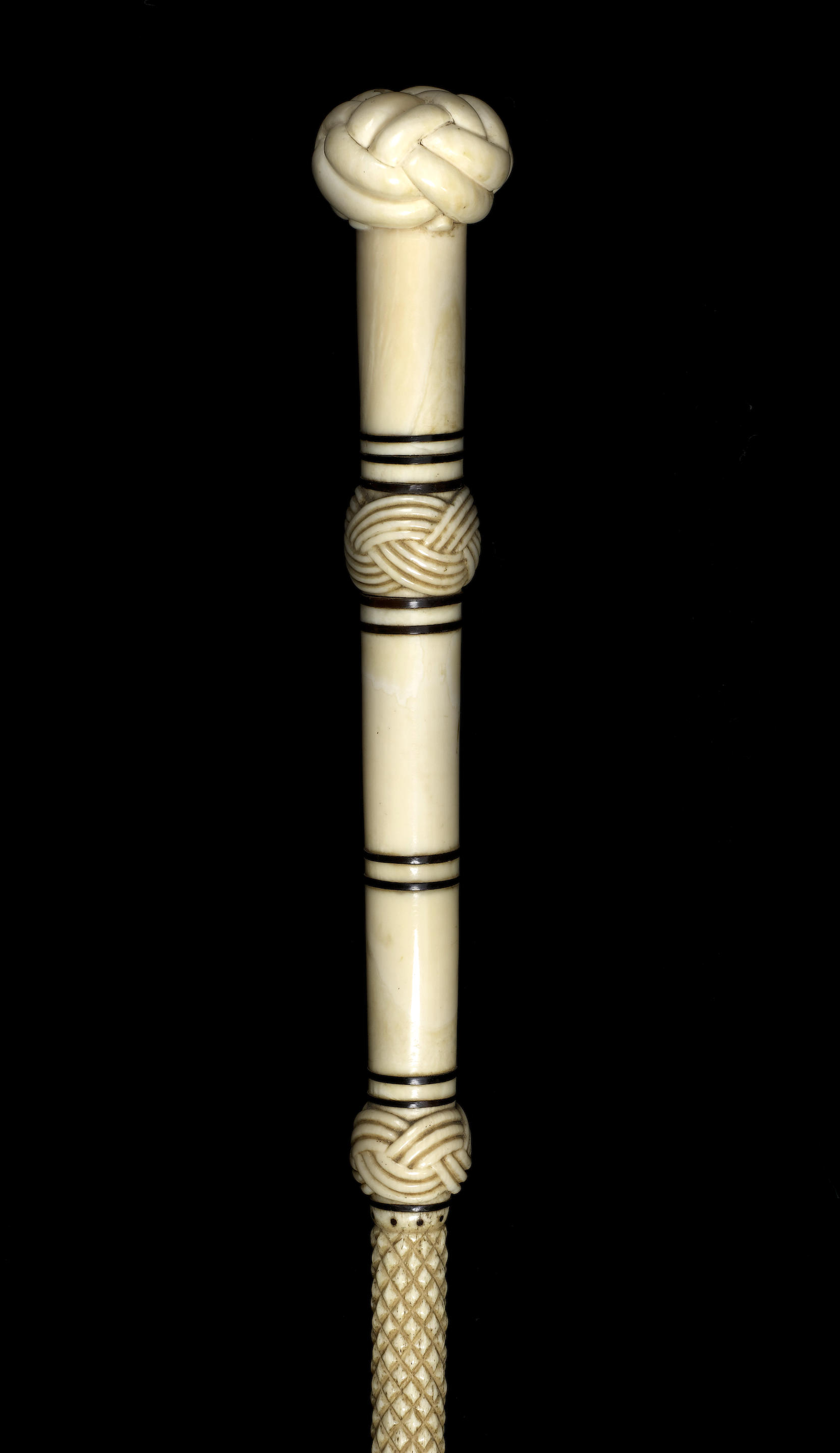 Bonhams : A marine ivory, baleen and whalebone walking cane, mid 19th ...