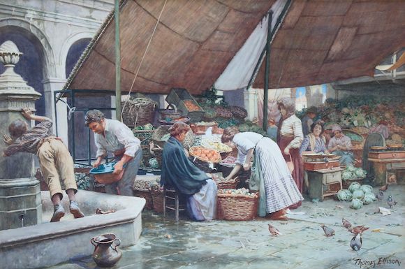 Bonhams : Thomas Ellison (British, 1866-circa 1942) 'In the Market ...
