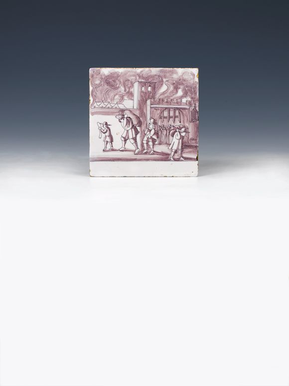 Bonhams : A rare delftware Popish Plot tile circa 1700
