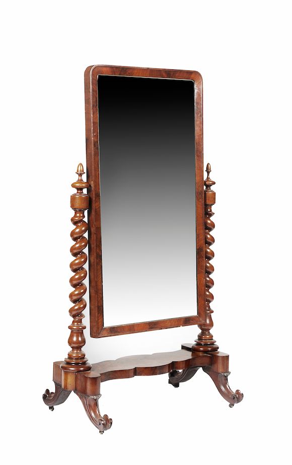 Bonhams : A mid-Victorian mahogany cheval glass