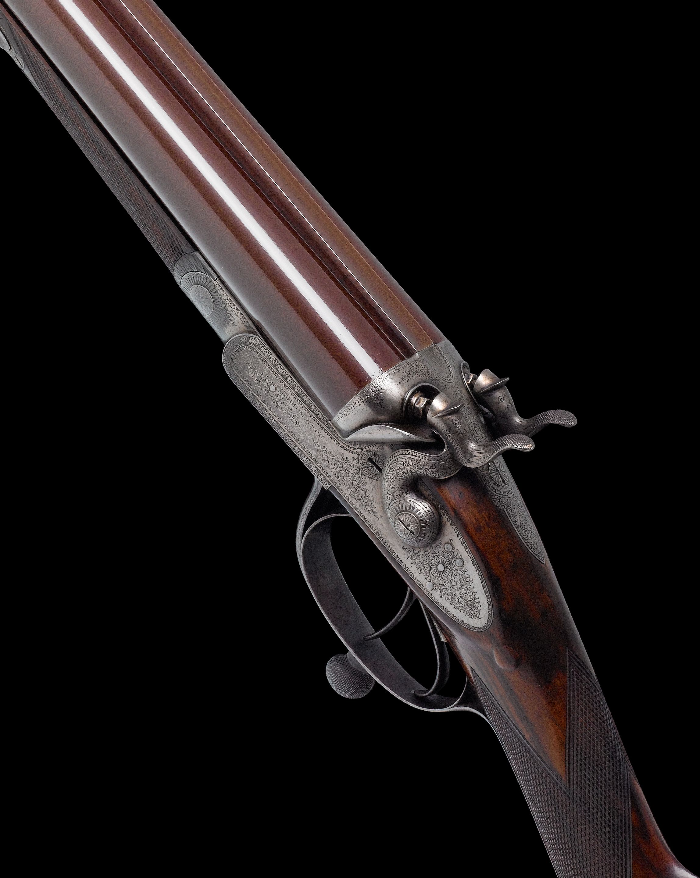 Bonhams : A 12-bore sidelock hammer gun by Harkom & Son, no. 1327