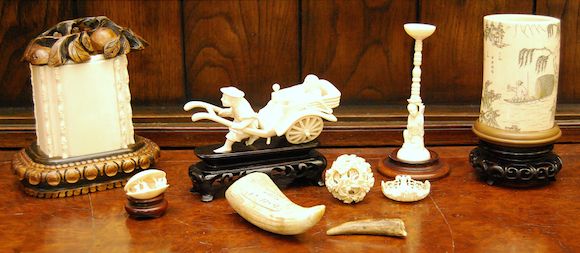 Bonhams : A small group of ivory and bone works of art