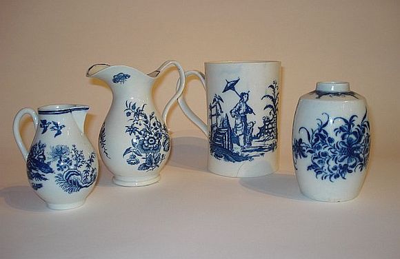 Bonhams : A Caughley 'Fence' pattern sparrow beak jug Circa 1780