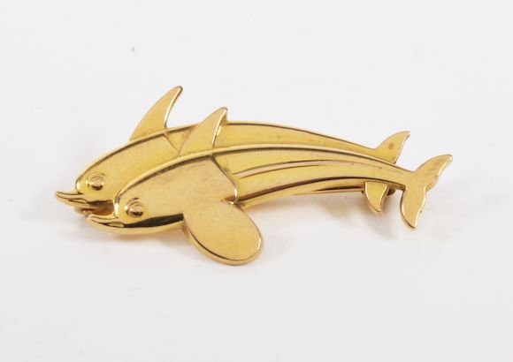 Bonhams : A Georg Jensen 18 carat gold brooch Numbered 1317, with ...