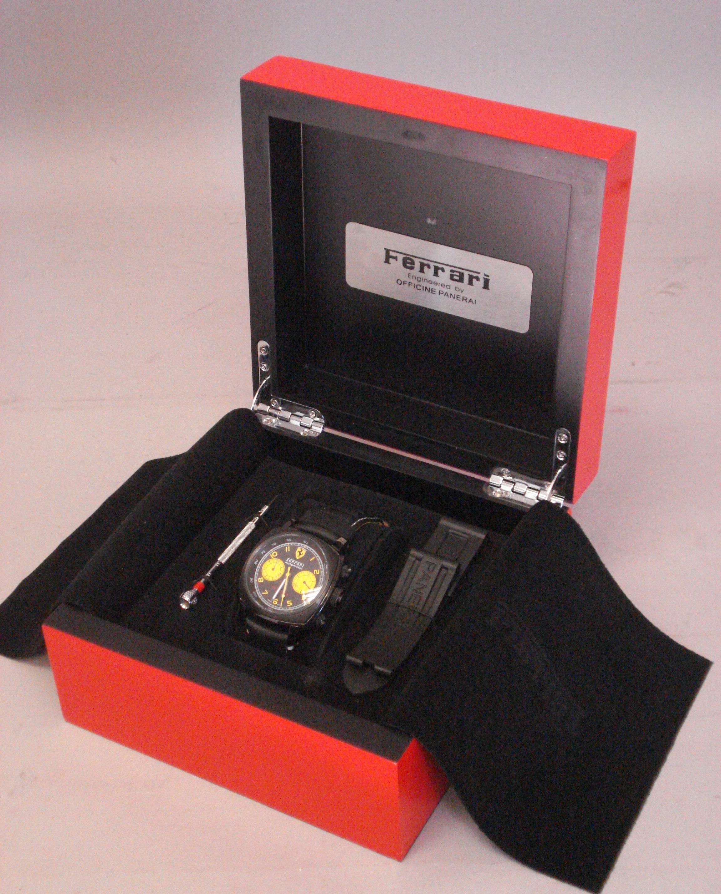 Bonhams Cars : A cased Ferrari Automatic gents wristwatch,