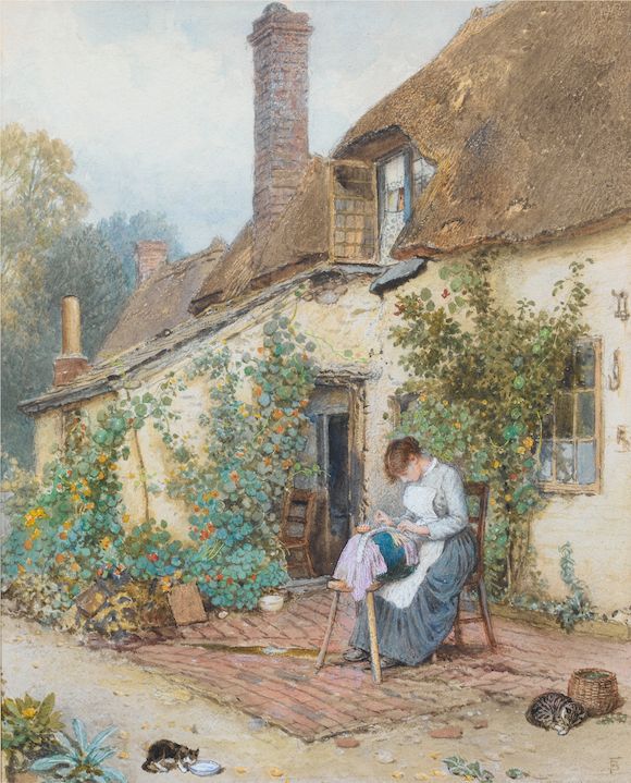 Bonhams : Myles Birket Foster, RWS (British 1825-1899) A lace maker