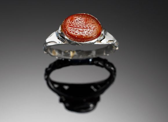 Bonhams : A Safavid inscribed carnelian Seal mounted in a Ring Persia ...