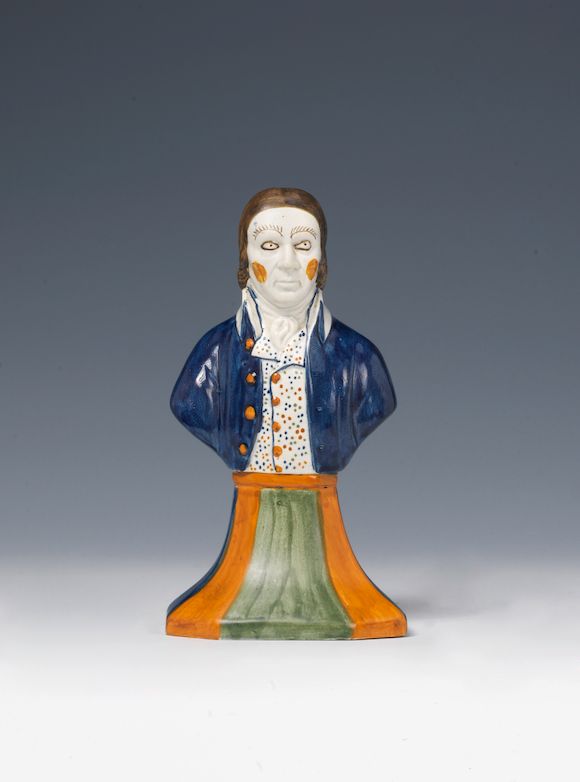 Bonhams : A Pratt Ware bust of unnamed actor circa 1810