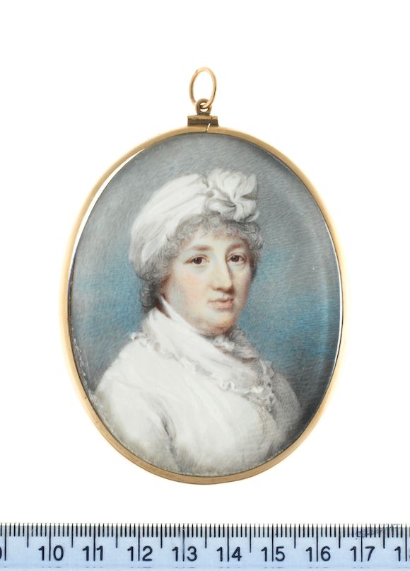 Bonhams : John Wright (British, circa 1745-1820) A Lady, wearing white ...