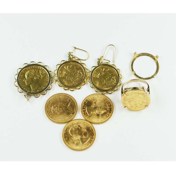 Bonhams : Victoria: A sovereign, 1884, in pendant mount, and two half ...