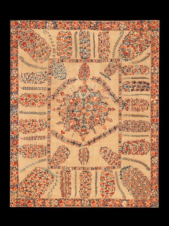 Bonhams : A Nurata silk embroidered linen Panel (susani) Uzbekistan ...