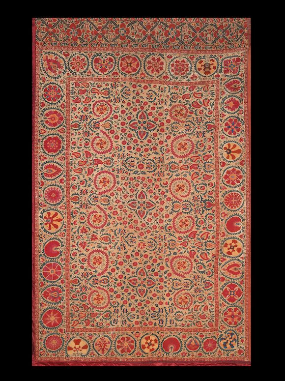 Bonhams : A Shahrizabz embroidered linen Panel (susani) Uzbekistan ...