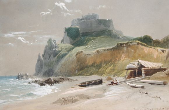 Bonhams : Samuel Phillips Jackson (British, 1830-1904) Mount Orgueil, Jersey 23 x 34 cm (9 1/16 ...