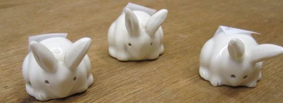 Bonhams : Bernard Moore: three small bone china models of rabbits ...