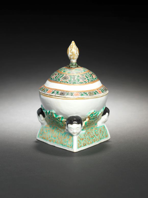 Bonhams : An important and rare famille verte Tibetan-style Kapala ...