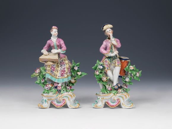 Bonhams : A pair of Bow figures of musicians circa 1775