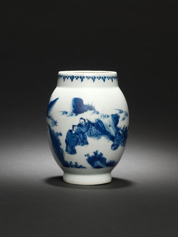 Bonhams : A blue and white oviform jar Chongzhen/Shunzhi