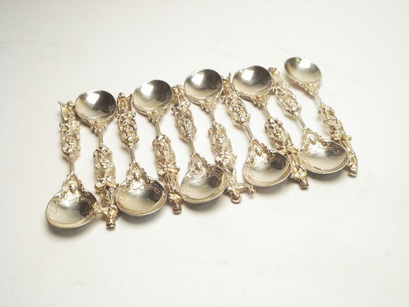 Bonhams : A set of ten Dutch Saints spoons Imported by Thomas Guest ...