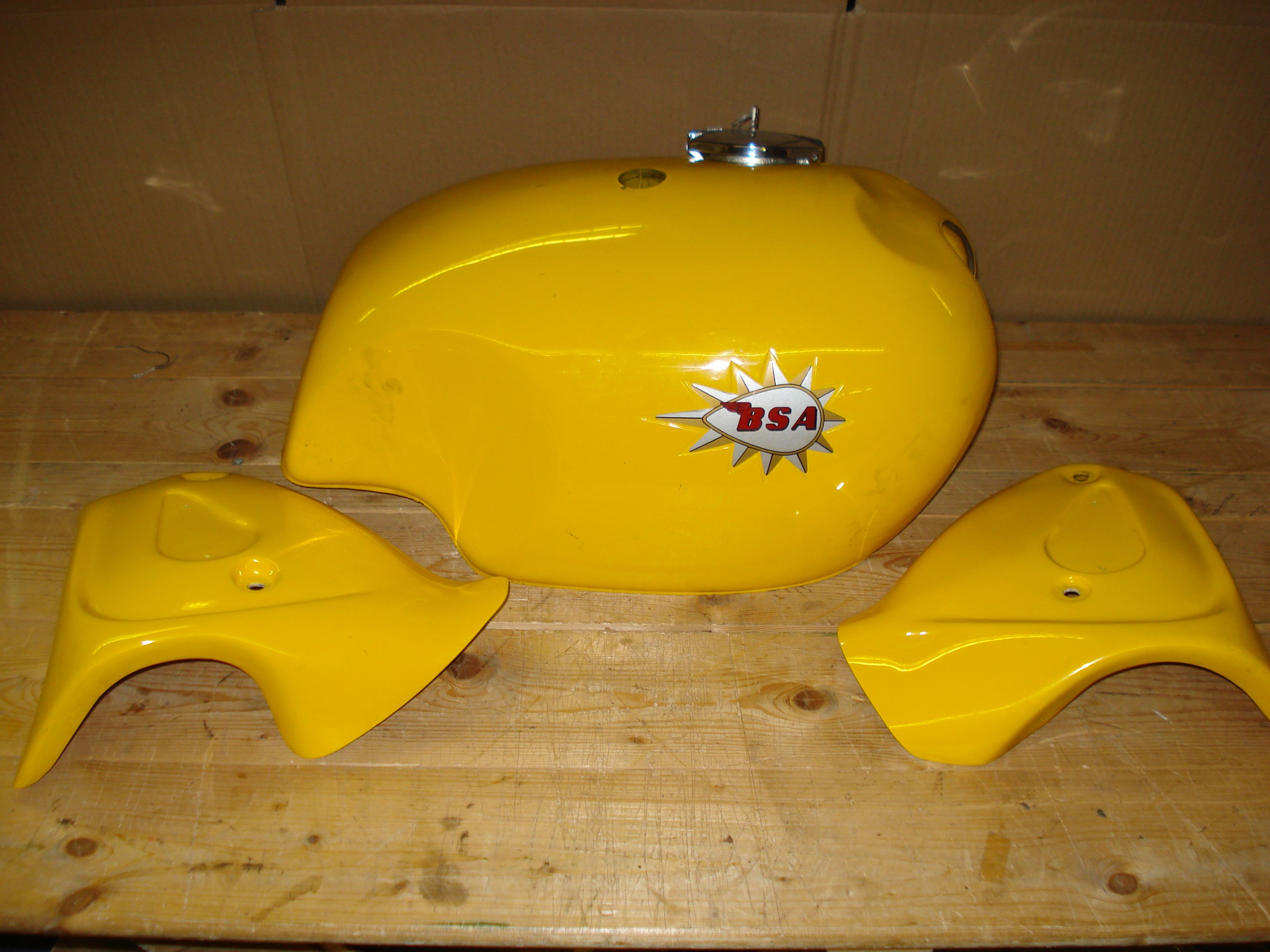 Bonhams Cars : A BSA Spitfire fibreglass petrol tank and side panels,