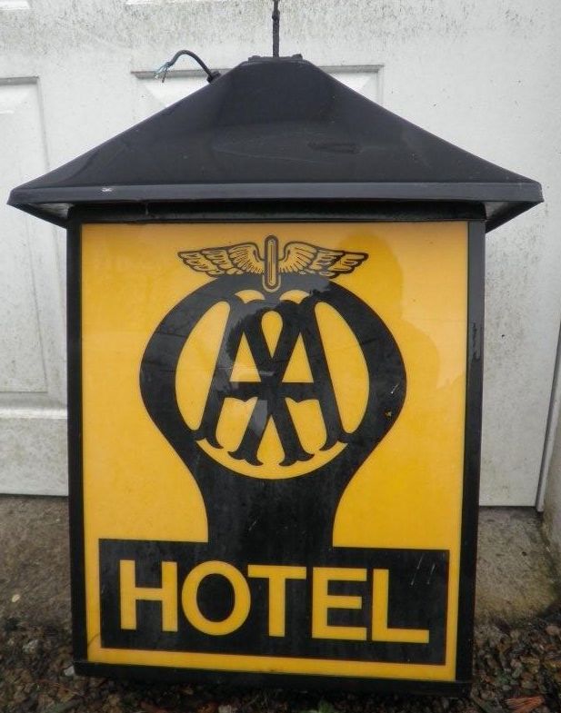 Bonhams Cars : A large AA Hotel 'Listed' wall mounted hanging sign,