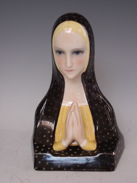 Bonhams : Lenci A pottery bust of Madonna in prayer