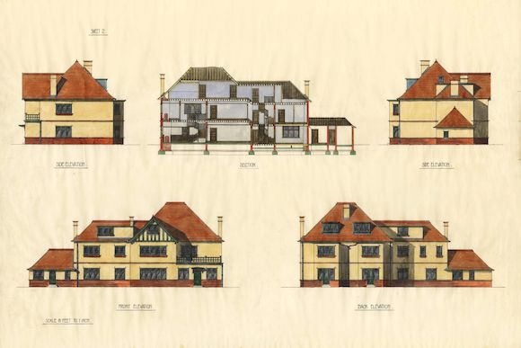 Bonhams : ARCHITECTURE - ORIGINAL DRAWINGS A collection of 13 sheets of ...