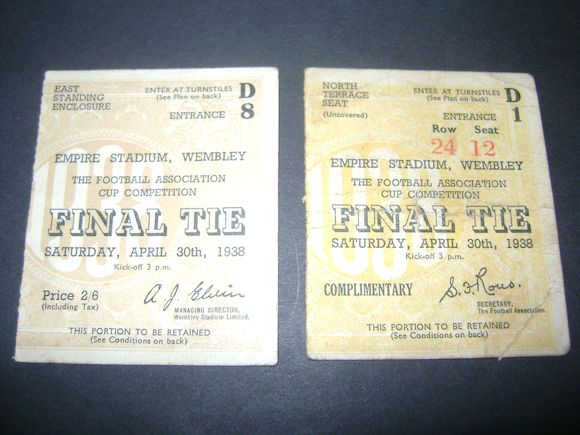 Bonhams : 1938 F.A. Cup final tickets