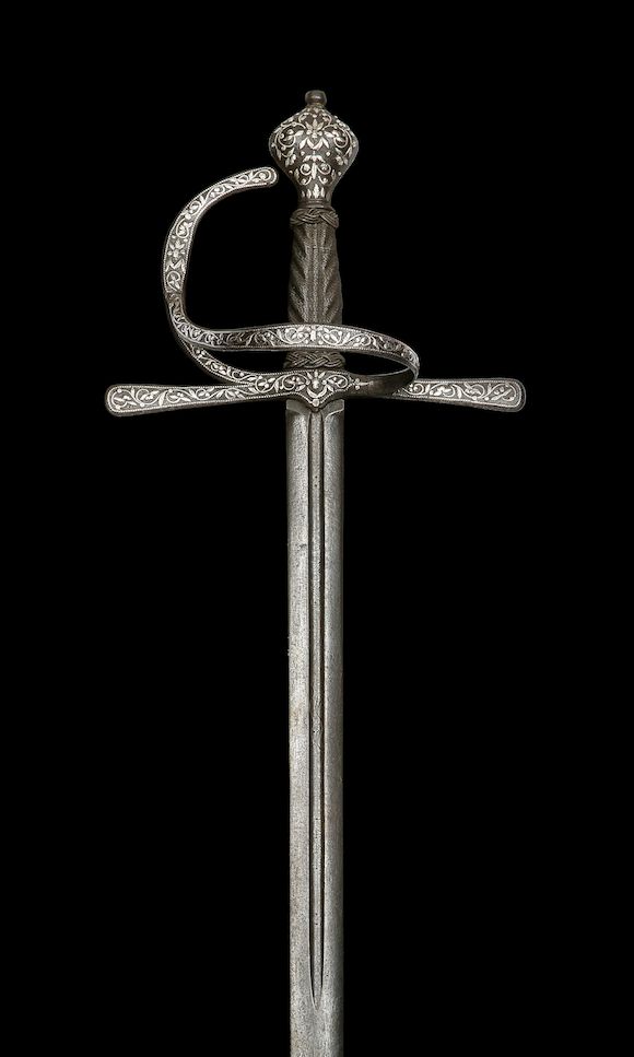 Bonhams : A Rare Riding Sword With Silver-Encrusted Hilt