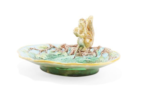 Bonhams : A George Jones majolica nuts dish Late 19th century