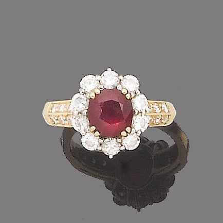 Bonhams : A ruby and diamond cluster ring, by Boodles,