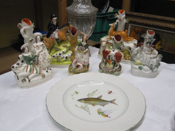 Bonhams : A collection of six Staffordshire figure groups, five with ...