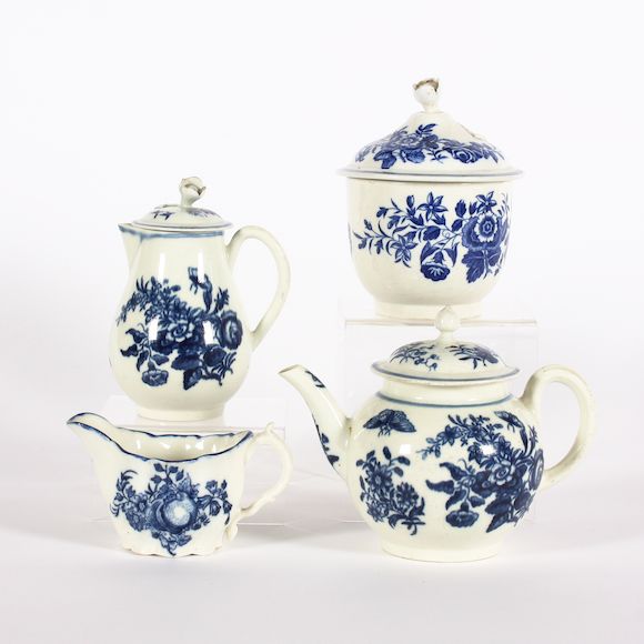 Bonhams : A Worcester teapot and cover and a jug and matched cover, a ...