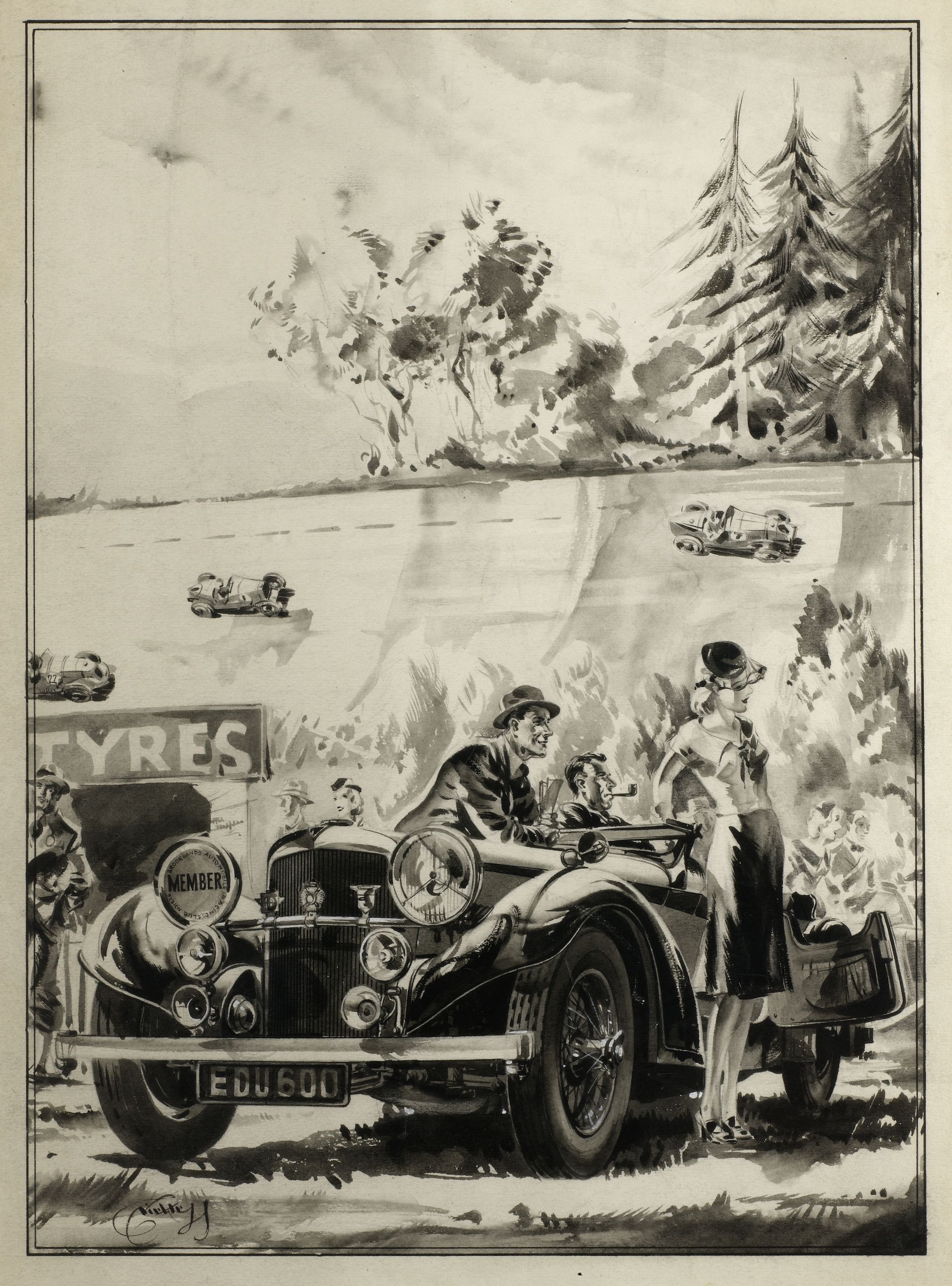 Bonhams Cars : Will Nickless (1902-1977): Brooklands 'The Right Crowd ...