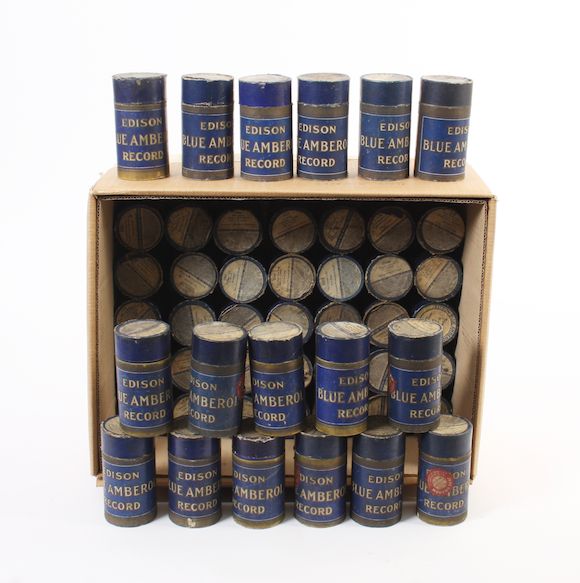 Bonhams : Fifty two various blue Amberol cylinders and cases