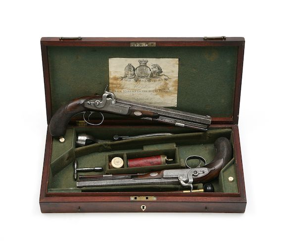 Bonhams : A Fine Cased Pair Of 40-Bore Percussion Duelling Pistols