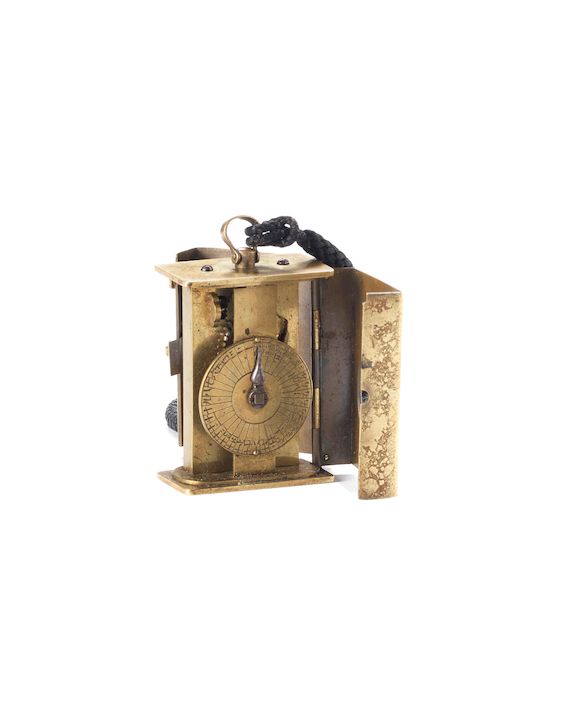Bonhams : A rare mid 19th century brass pedometer with three dials