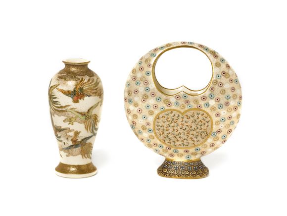 Bonhams : Two miniature Satsuma vases By Hosai and Tozan, Meiji Period