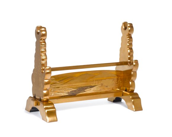 Bonhams : A Wajima lacquer katana-kake (sword stand) for a daisho By ...