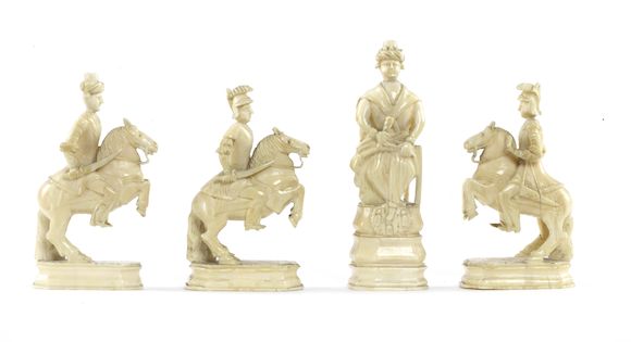 Bonhams : A collection of four Russian walrus ivory chessmen ...